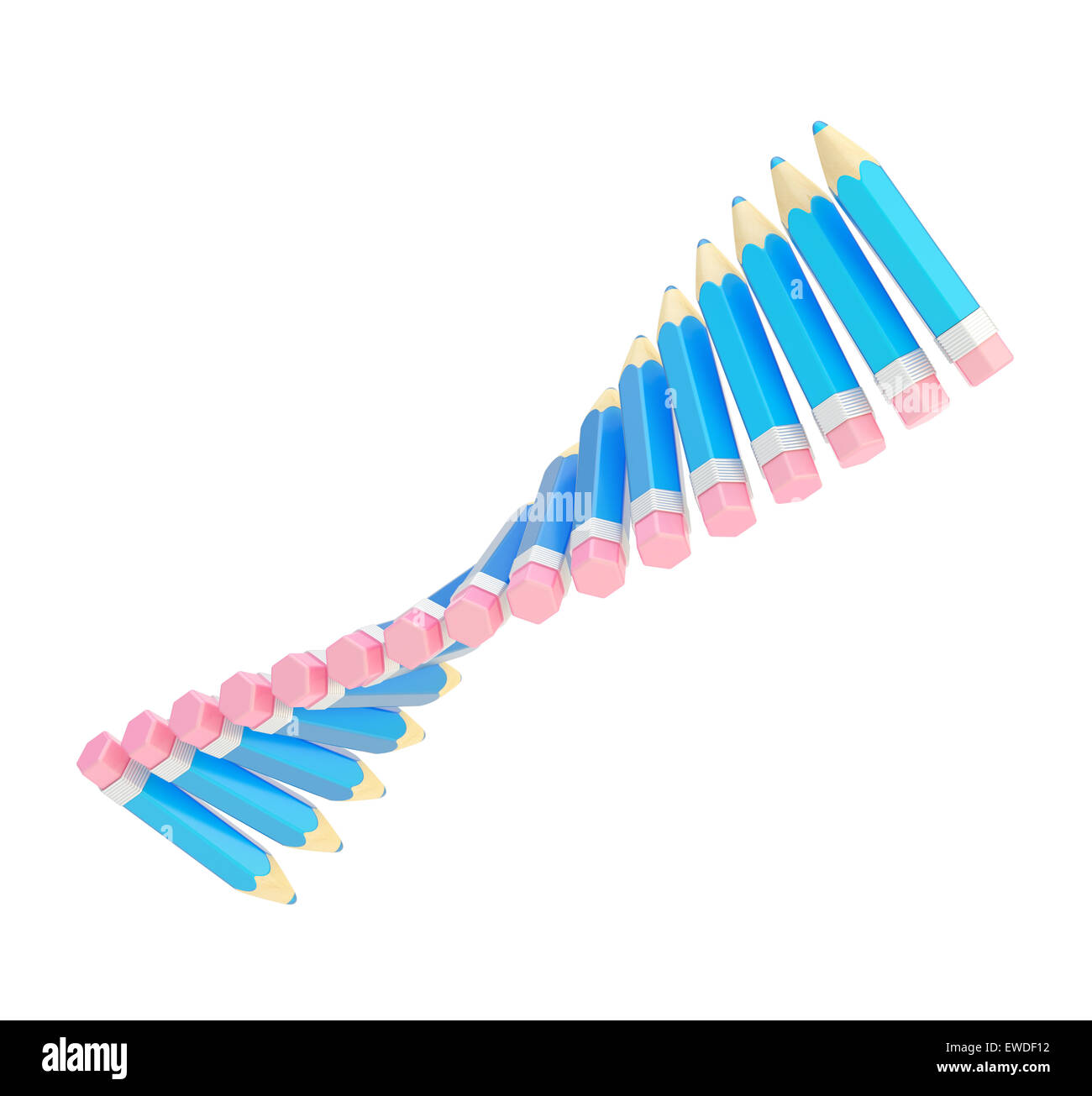 Twisted line of pencils isolated Stock Photo - Alamy