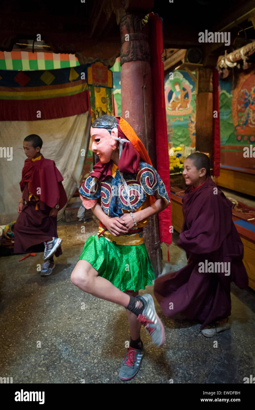 A monk after a ritual dance during Hemis Festival, Ladakh, India Stock ...