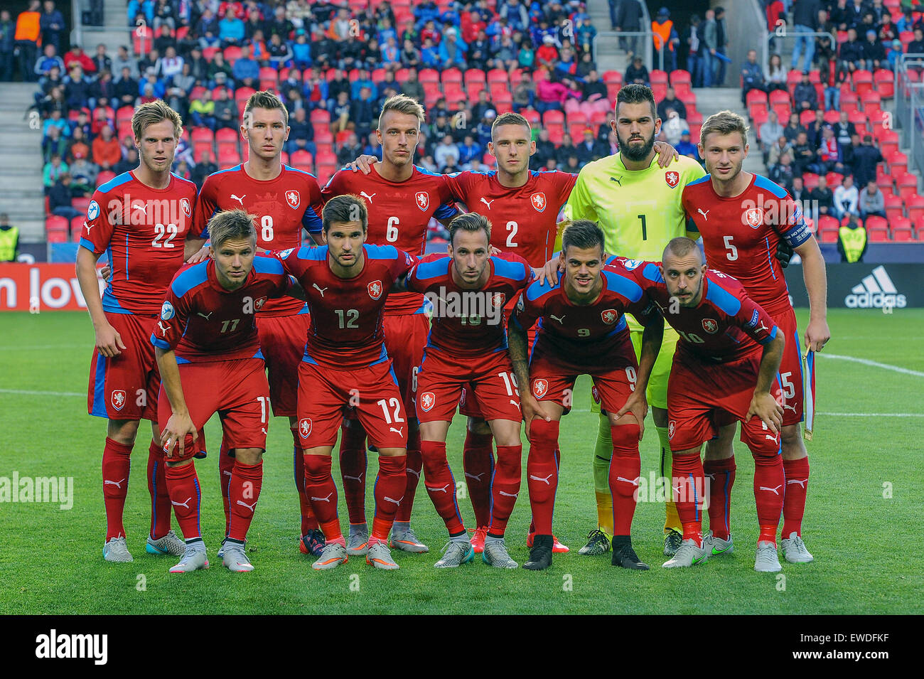 Prague, Czech Republic. 23rd June, 2015. U-21U-21 Czech team group line ...