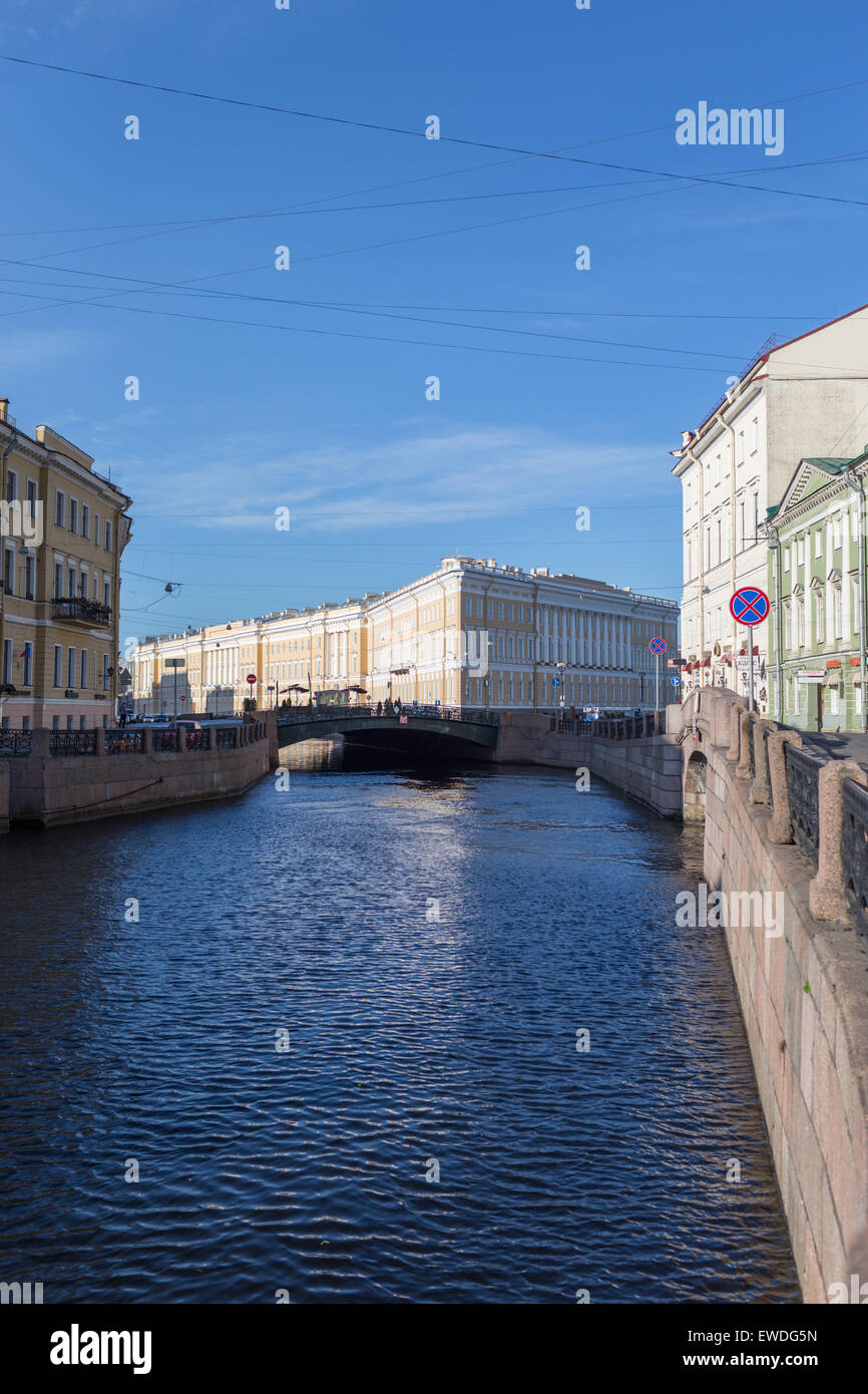 Early morning along the Moyka River in St. Petersburg, Russia. The ...