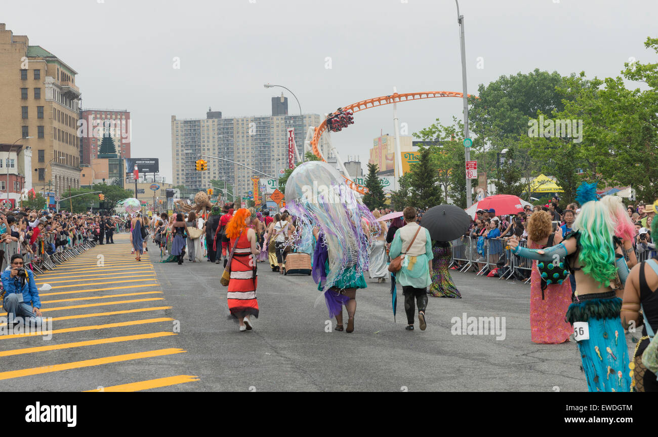 New York, NY USA - June 20, 2015: Atmosphere on 33rd Mermaid parade on ...
