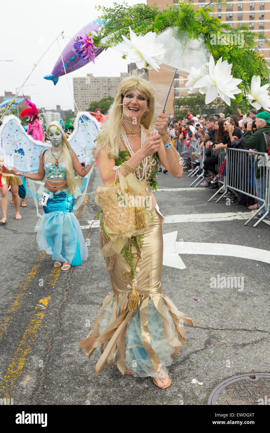 New York, NY USA - June 20, 2015: Atmosphere on 33rd Mermaid parade on ...
