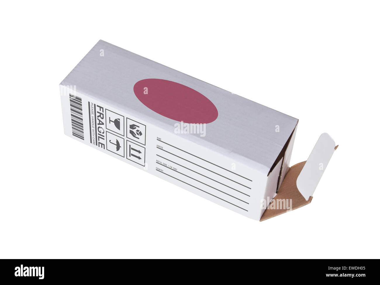 Concept of export, opened paper box - Product of Japan Stock Photo - Alamy