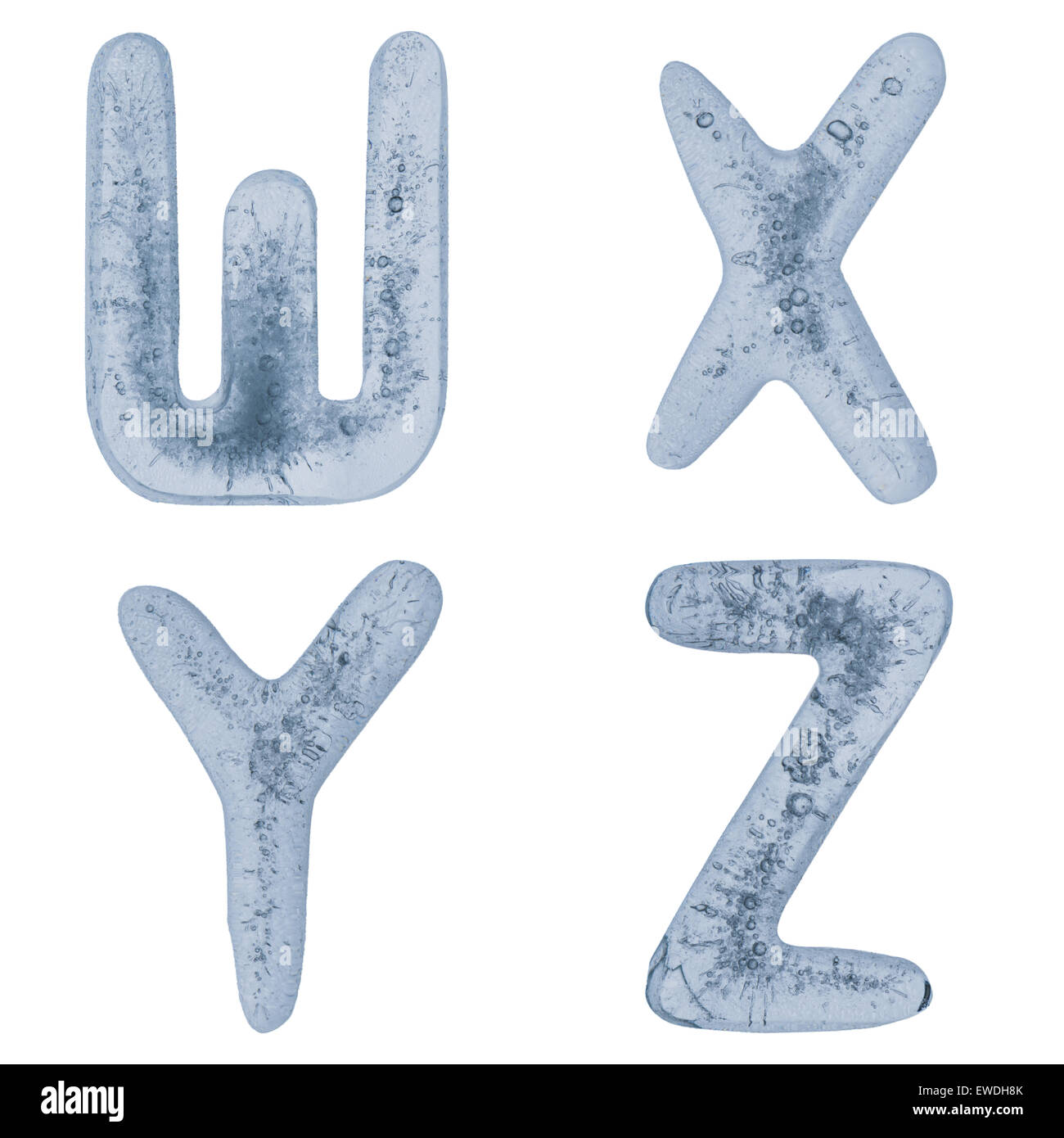 Letters W, X, Y and Z from an alphabet made out of ice Stock Photo - Alamy