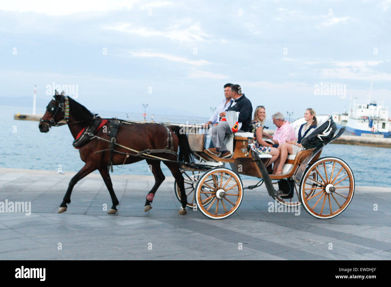 King Constantine of Greece, on horse-drawn carriage with two gold medal ...