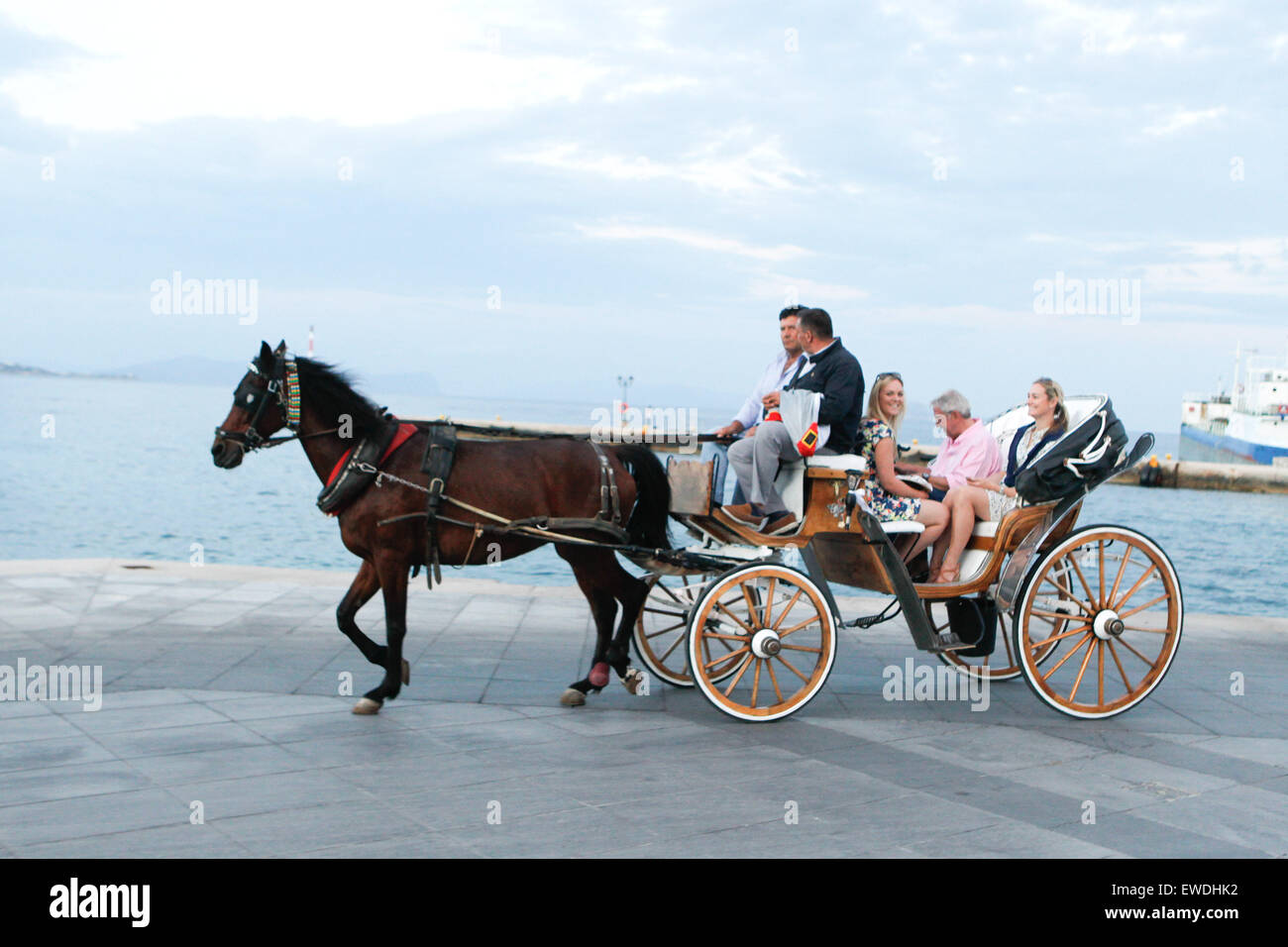 King Constantine of Greece, on horse-drawn carriage with two gold medal ...