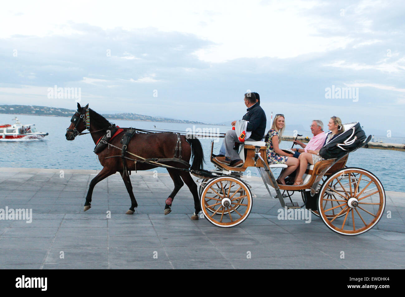 King Constantine of Greece, on horse-drawn carriage with two gold medal ...