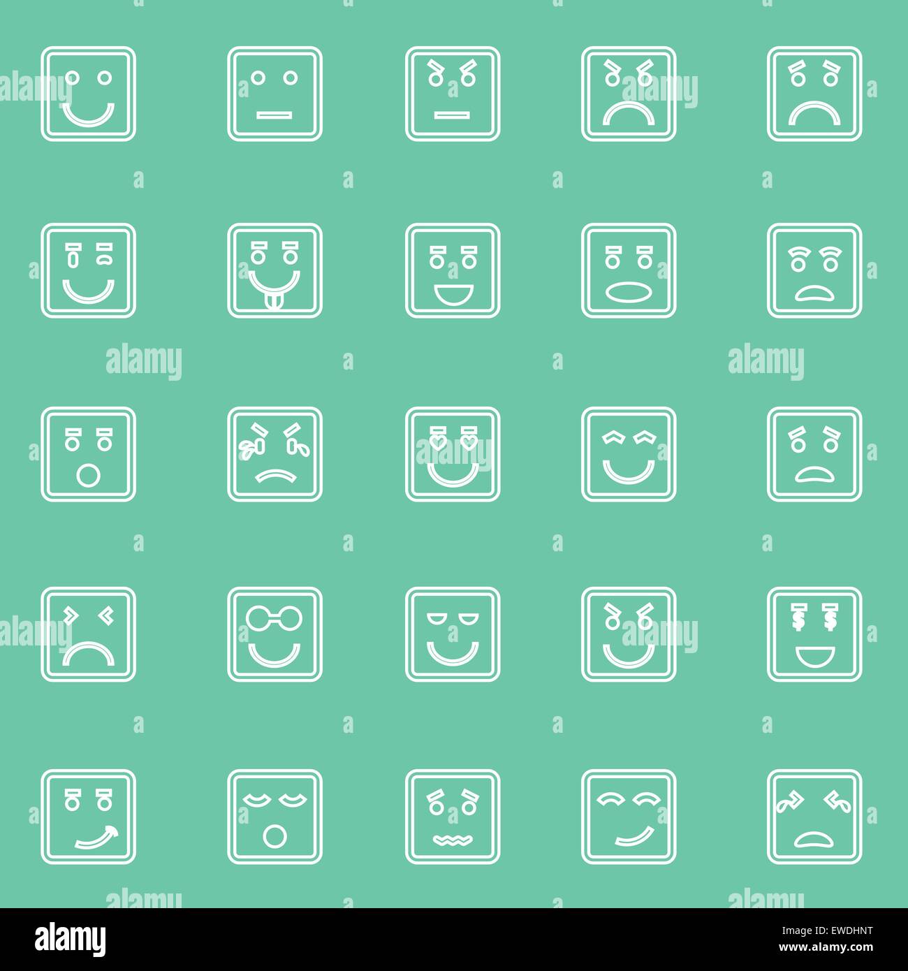 Square face line icons on green background, stock vector Stock Vector ...