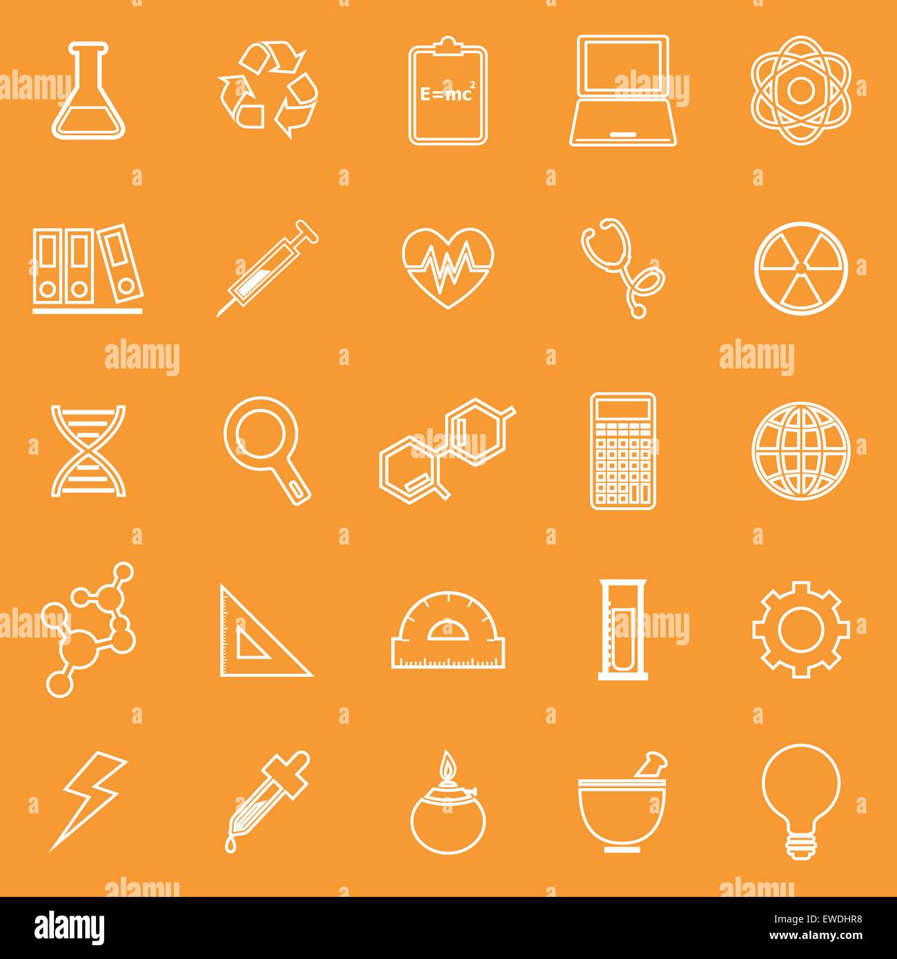 Science line icons on orange background, stock vector Stock Vector ...