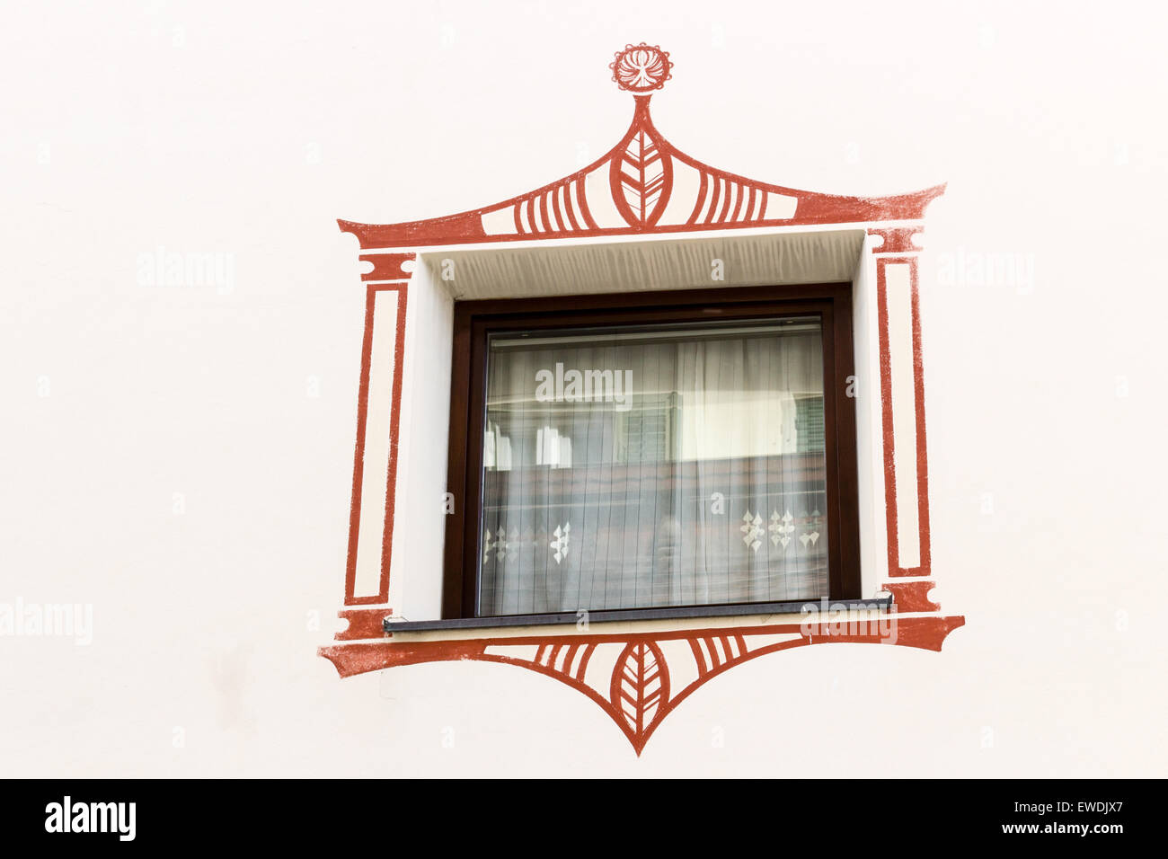 Modern Squared glass window with brown frame and artistic border with ...