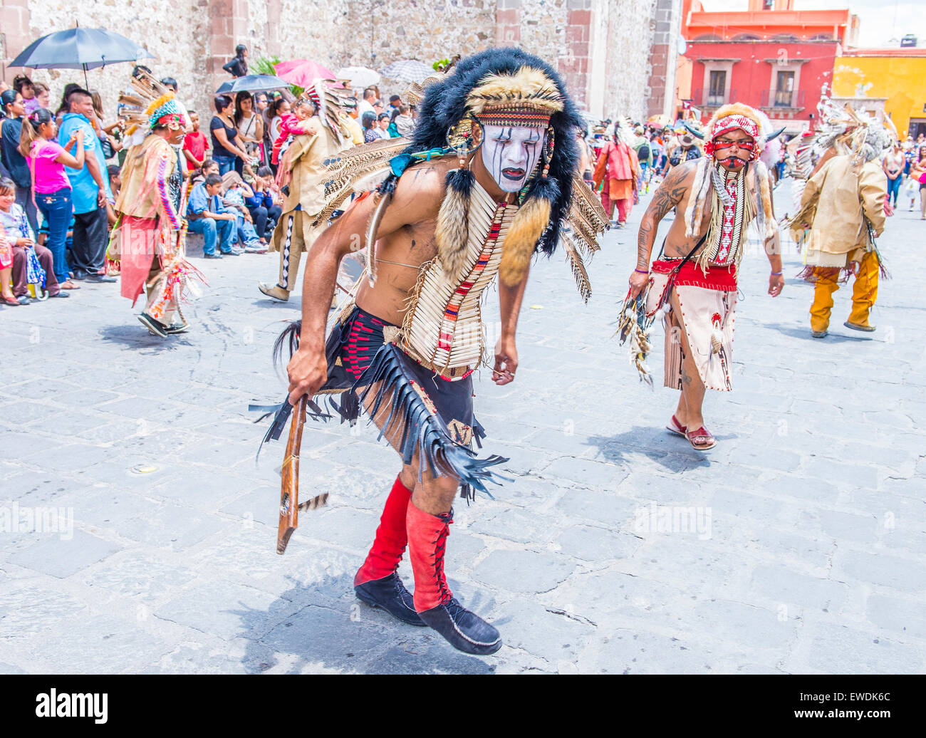 Native Americans with traditional costume participates at the festival ...