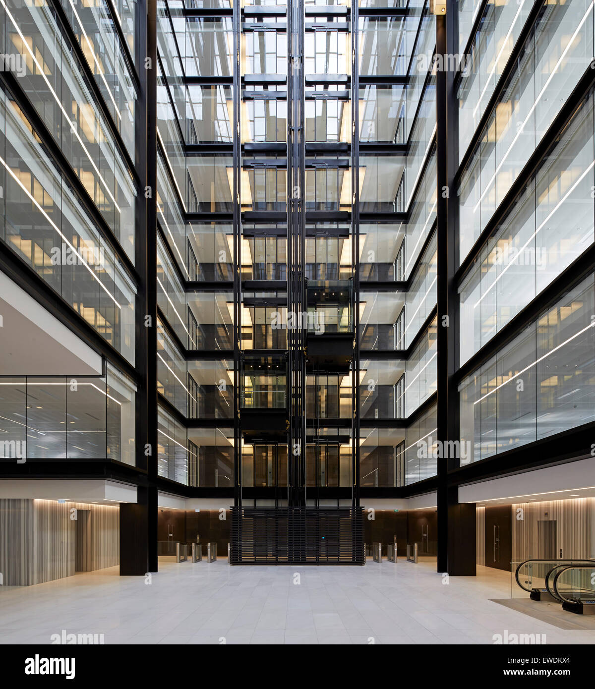 Interior view in atrium. 6 Pancras Square, London, United Kingdom ...