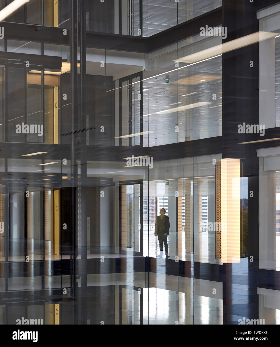 Interior view in atrium. 6 Pancras Square, London, United Kingdom ...