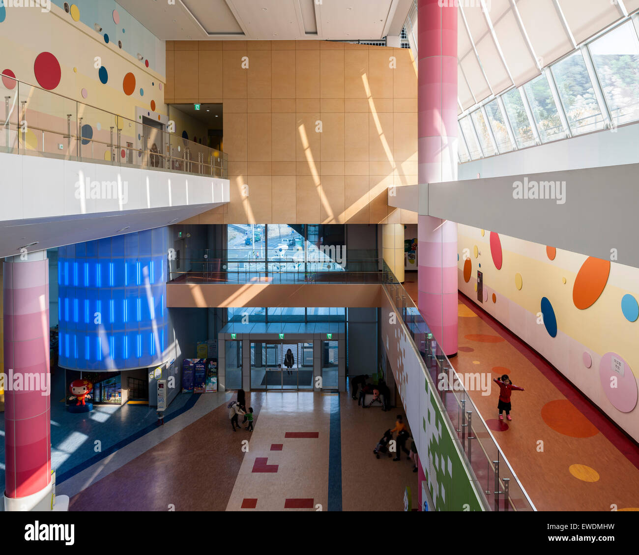 Elevated view of galleries and entrance hall. Incheon Children Science ...