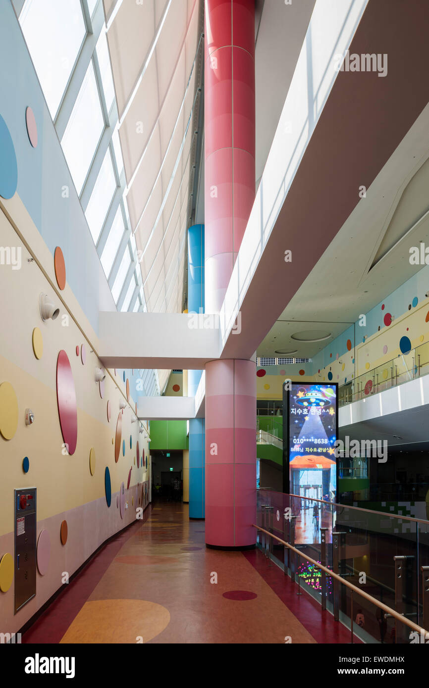 Interior view with structural elements. Incheon Children Science Museum ...