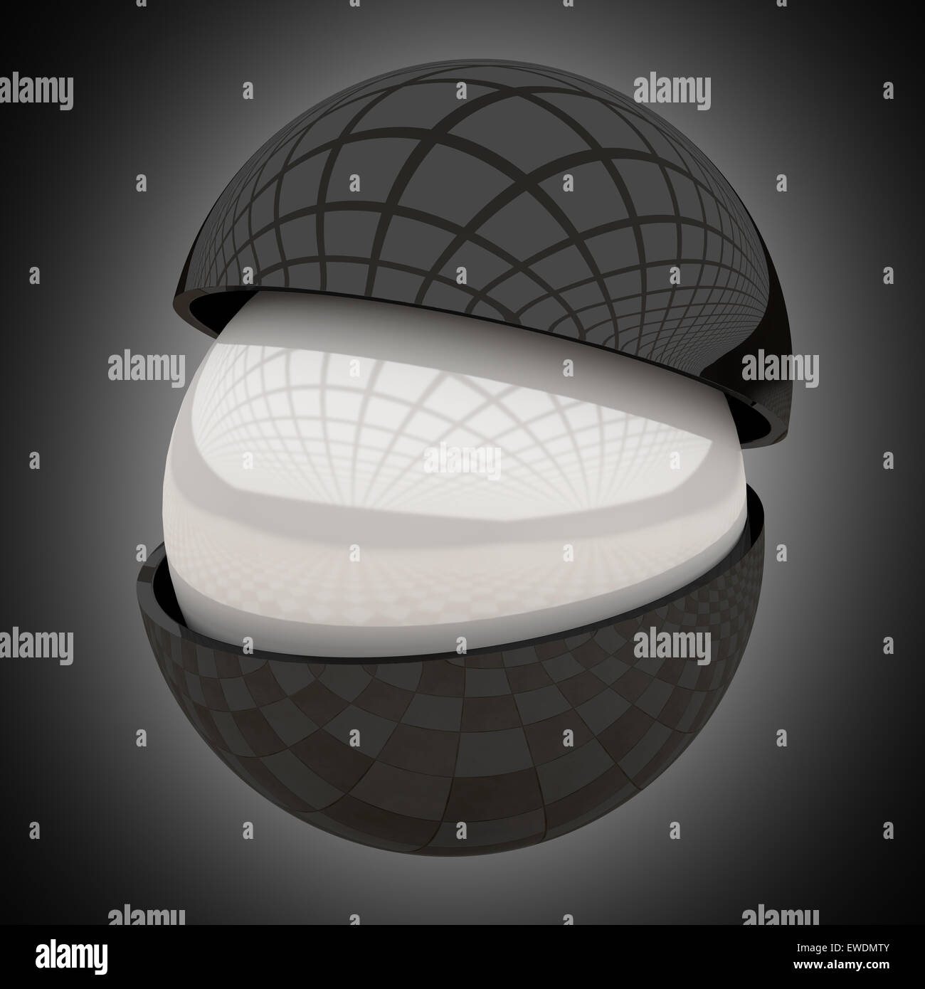 3d rendering of a black and white open spheres Stock Photo - Alamy
