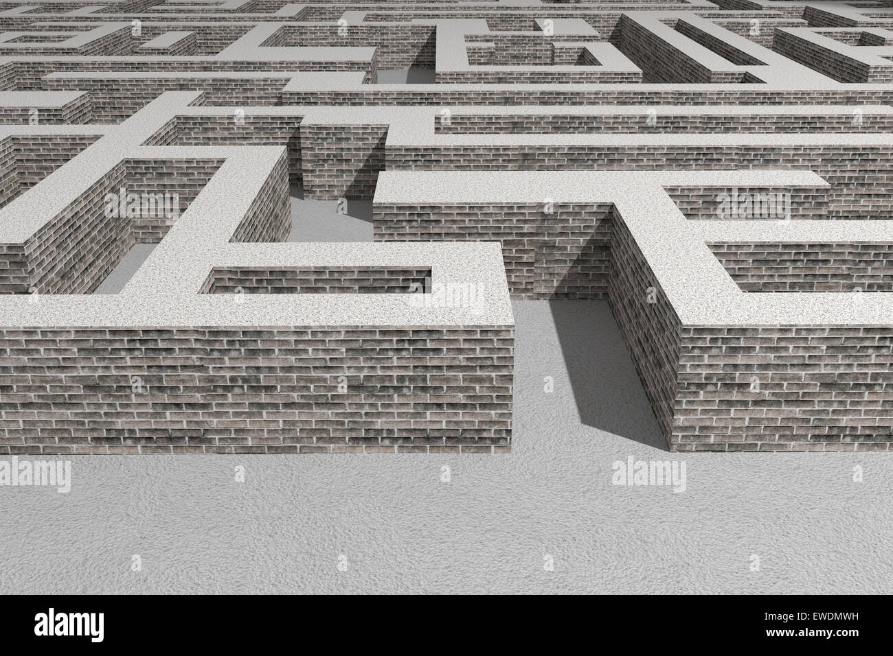 3d rendering of a stone bricks maze Stock Photo - Alamy