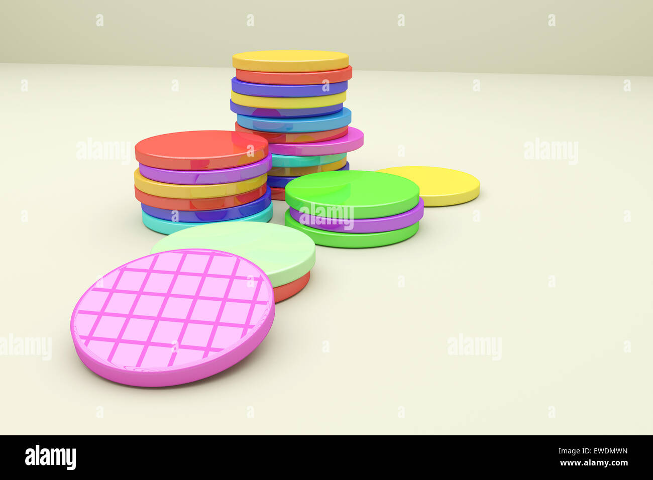 3d rendering of a lot of colored chips Stock Photo - Alamy