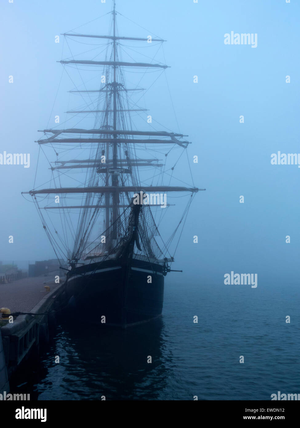 Ghostly sailing vessel in the mist. Helsinki Stock Photo - Alamy