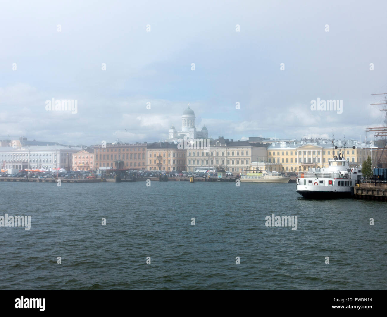 Helsinki from the sea with Sea mist and sun Stock Photo - Alamy