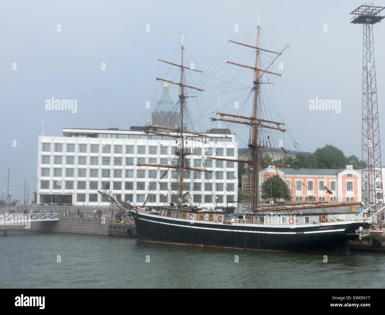 Helsinki from the sea with Sea mist and sun Stock Photo - Alamy