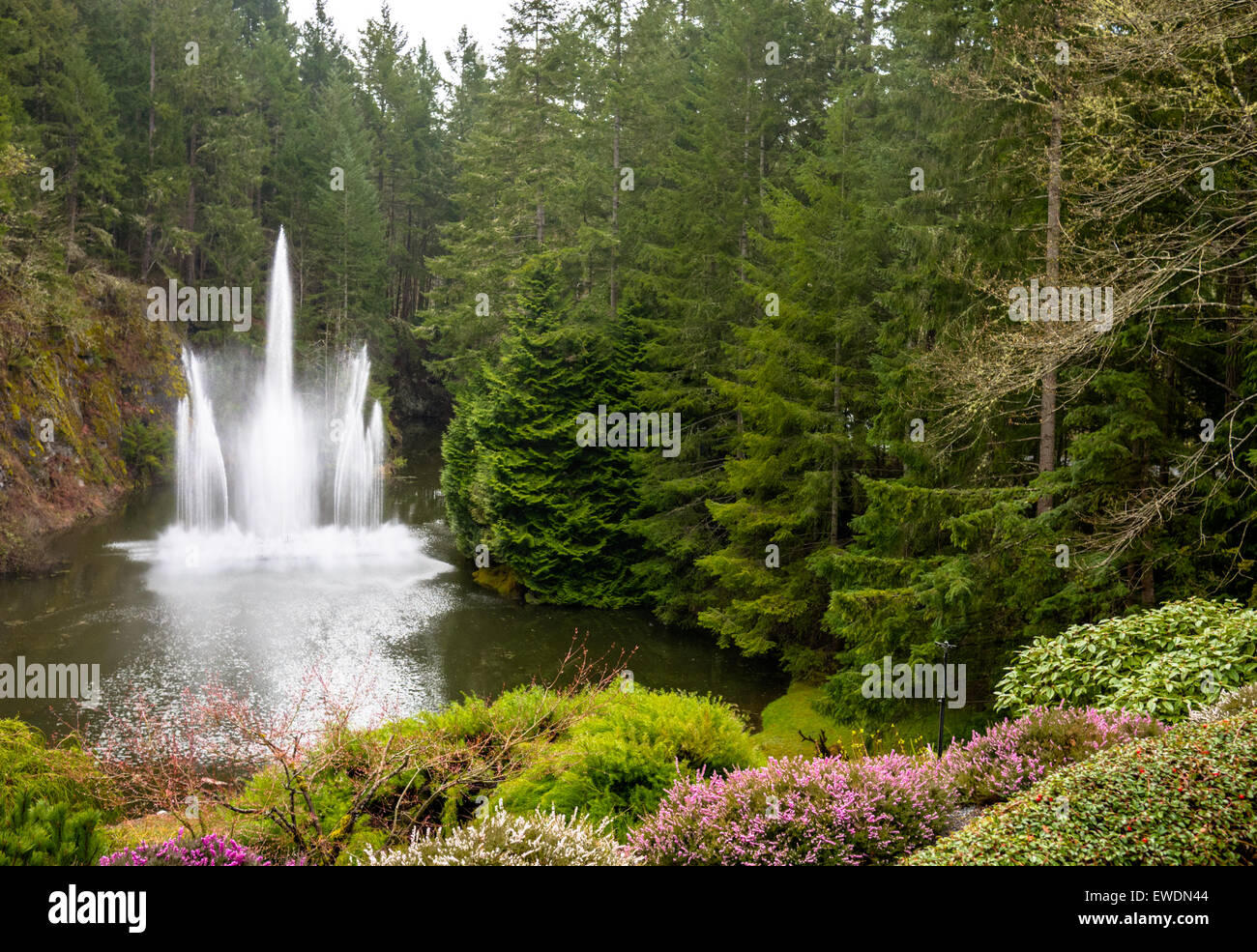 A fountain in Butchart Gardens, Victoria, British Columbia Stock Photo ...