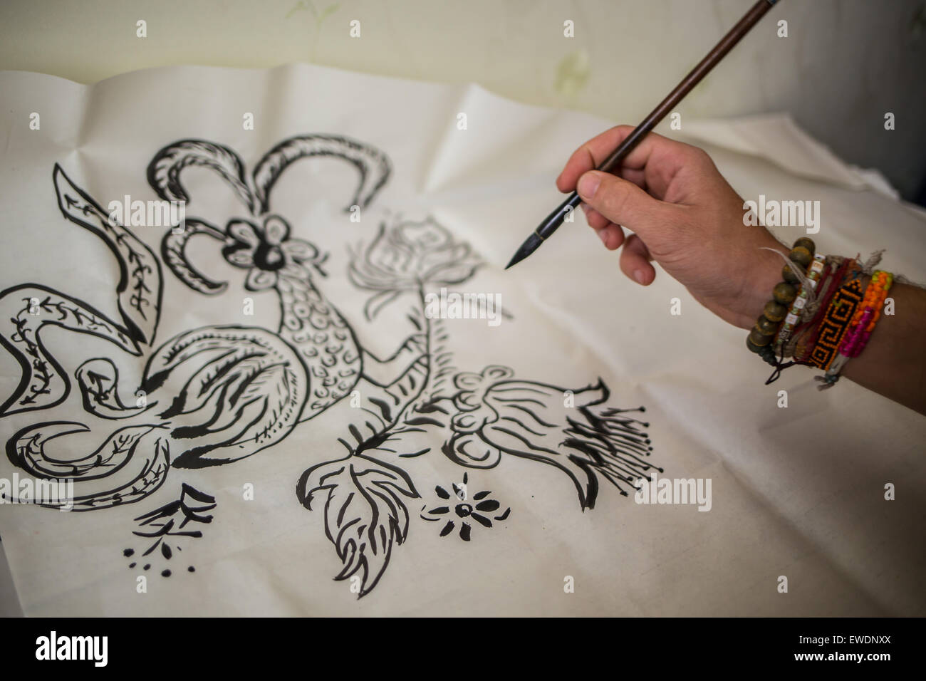 Ink painting on paper Stock Photo - Alamy