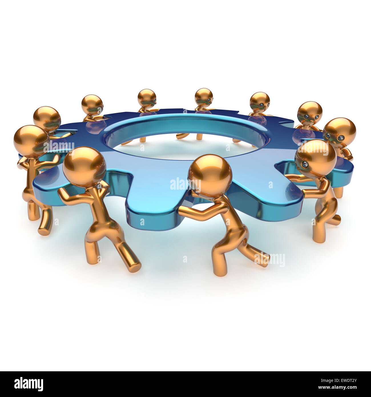 Teamwork community power business process mans turning gear together ...