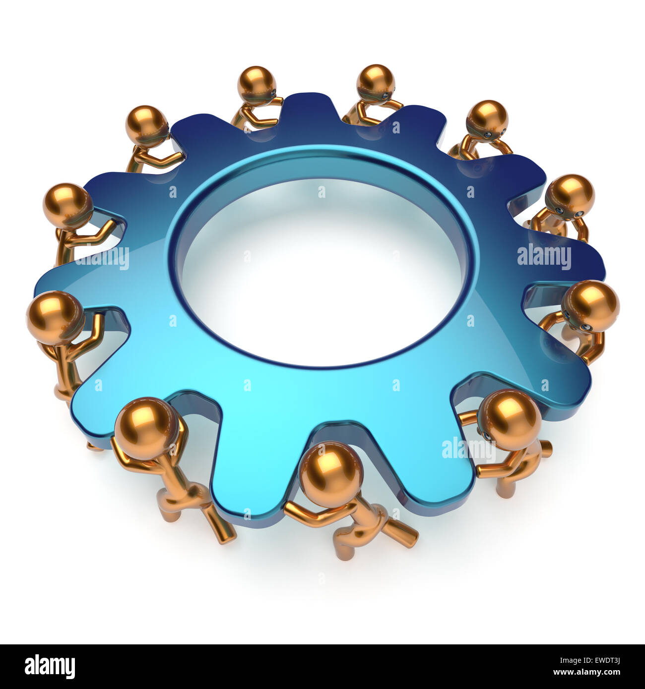 Partnership teamwork business power process workers turning gear ...