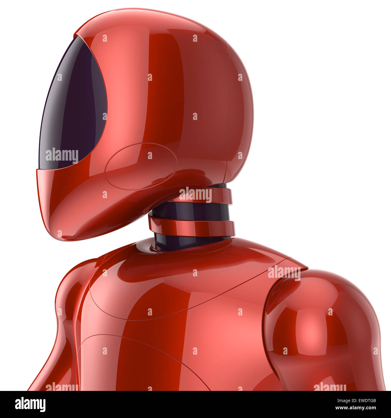 Cyborg futuristic bot robot sci-fi android model concept red. 3d render ...