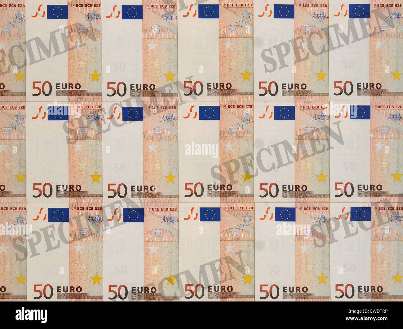 Quantitative easing concept. Euro notes, specimens Stock Photo - Alamy