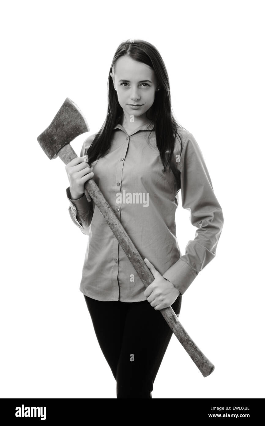 Portrait young woman axe hi-res stock photography and images - Alamy