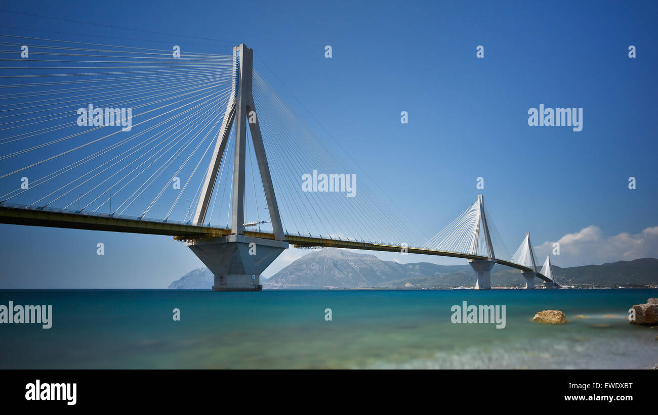 Bridge connecting Peloponnese peninsula with western mainland Greece ...