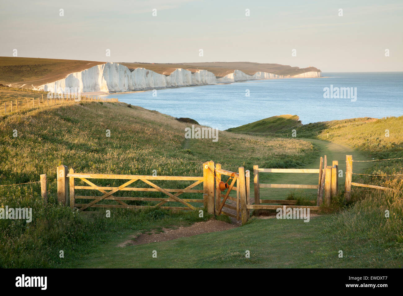 The Seven Sisters chalk cliffs near Seaford, East Sussex, England Stock ...