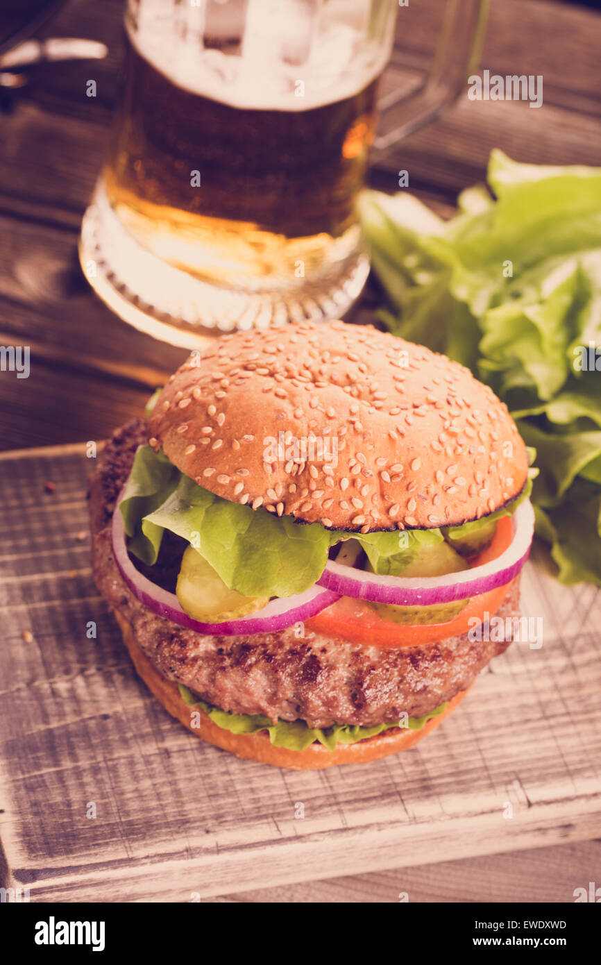 Classic Burger close up Stock Photo - Alamy