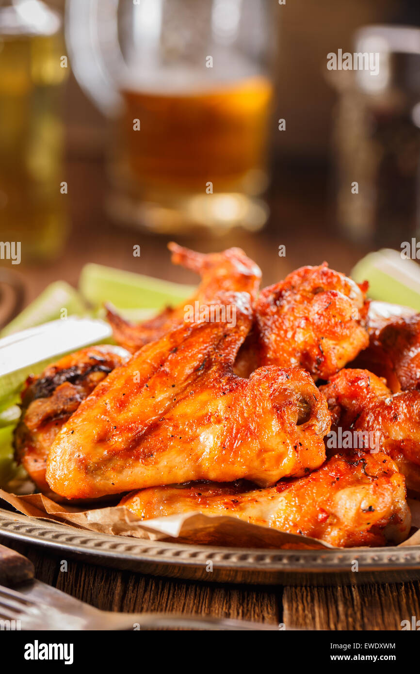 Roasted wings close-up Stock Photo - Alamy