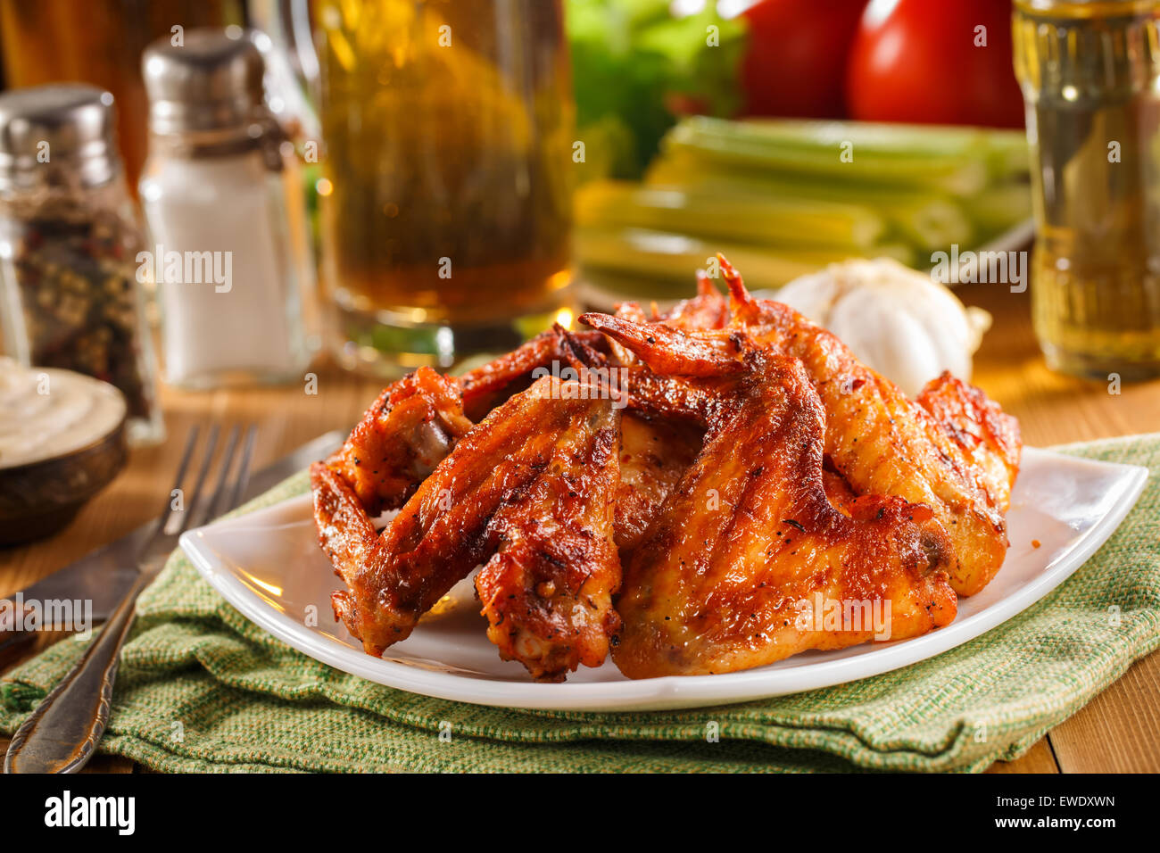 Roasted wings close-up Stock Photo - Alamy