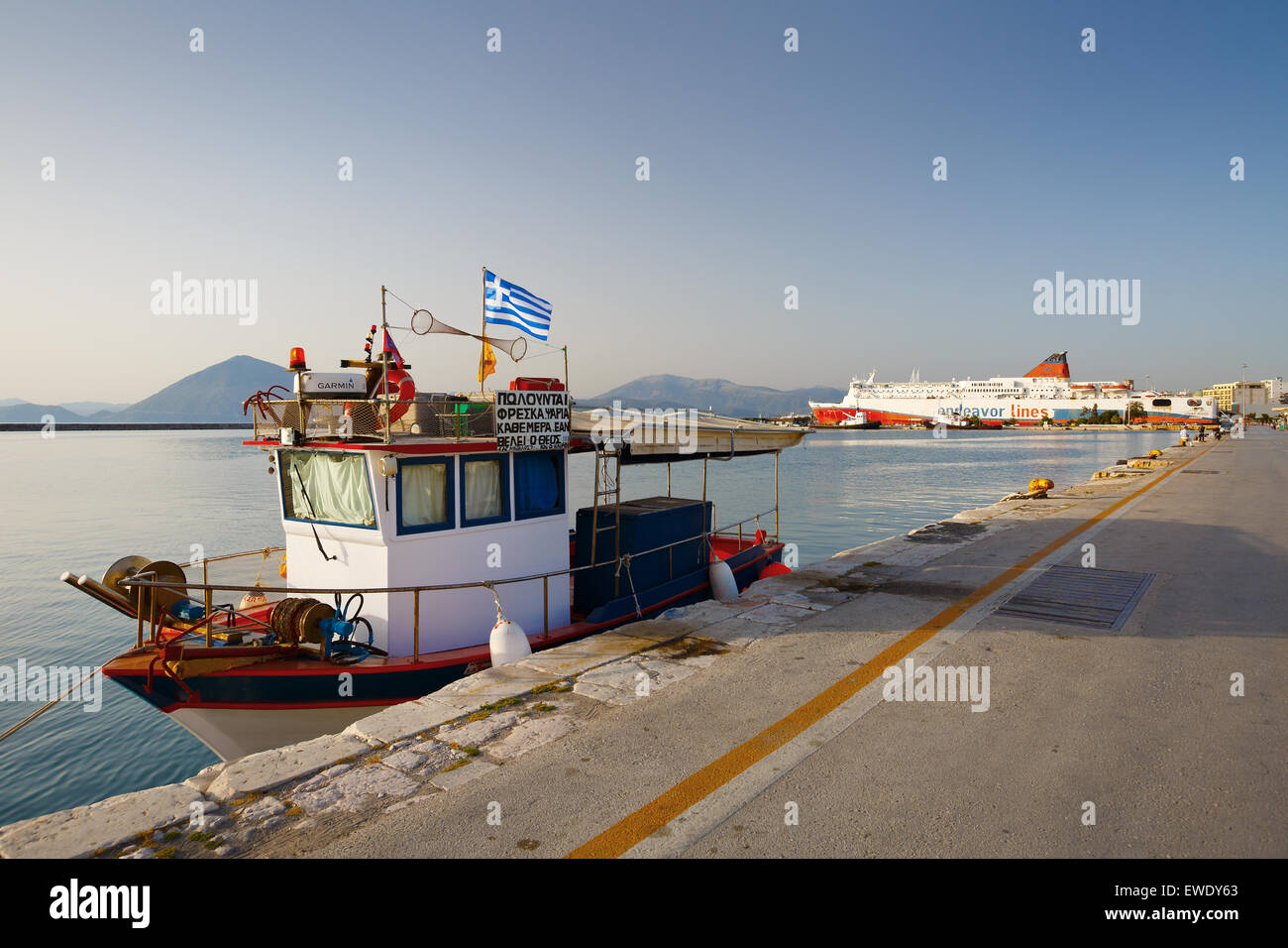 Fishing boat in the port of Patras, Peloponnese, Greece Stock Photo - Alamy