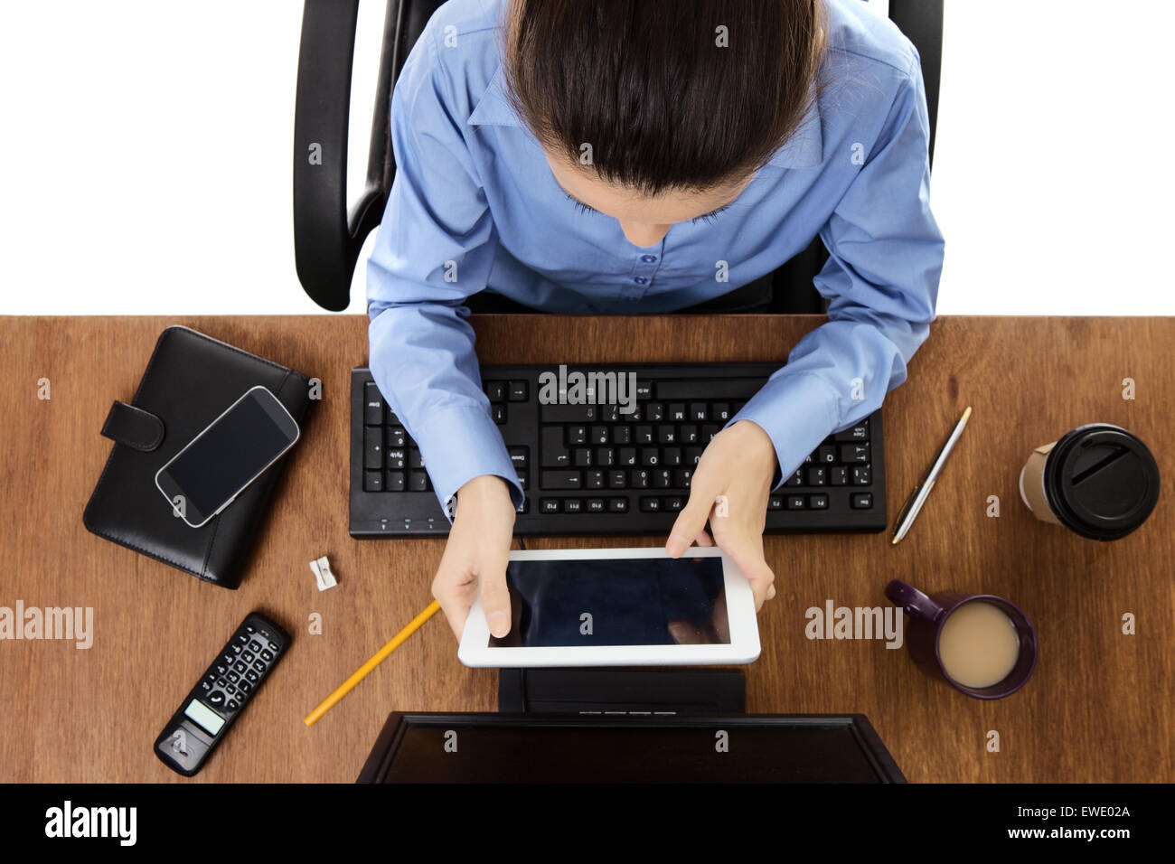 Employee looking down desktop hi-res stock photography and images - Alamy