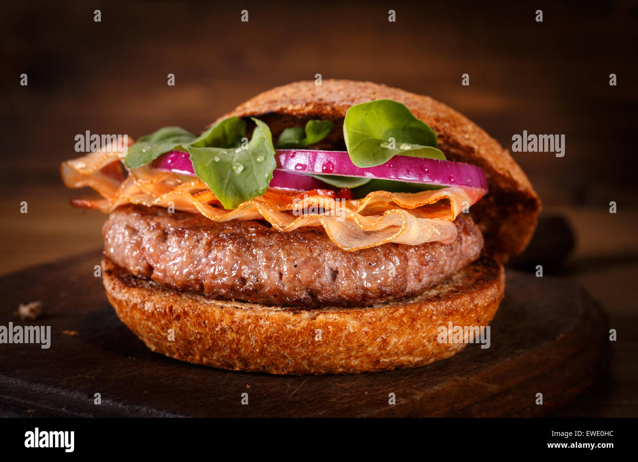 Classic Burger. Vintage style Stock Photo - Alamy