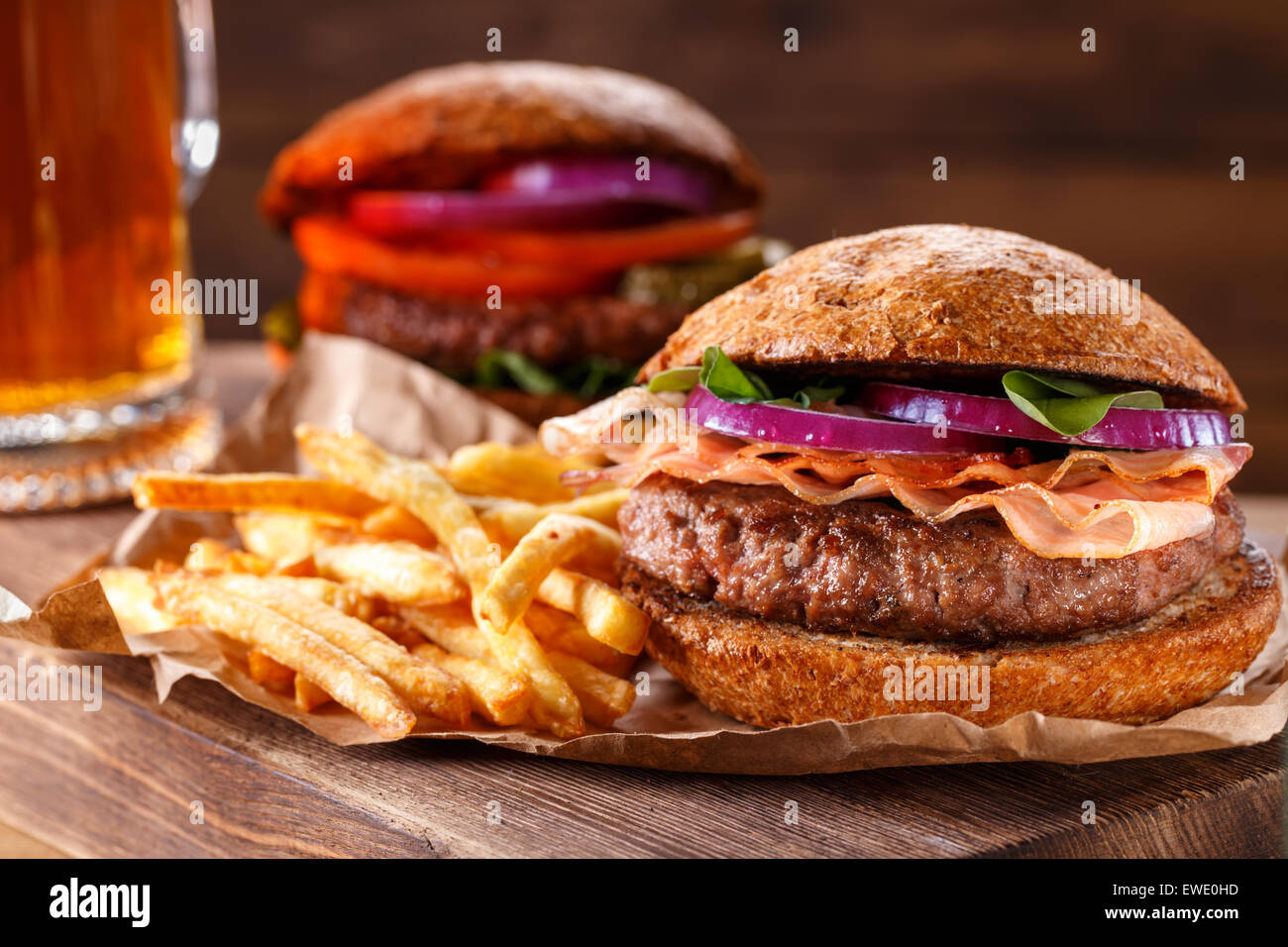 Classic Burger. Vintage style Stock Photo - Alamy