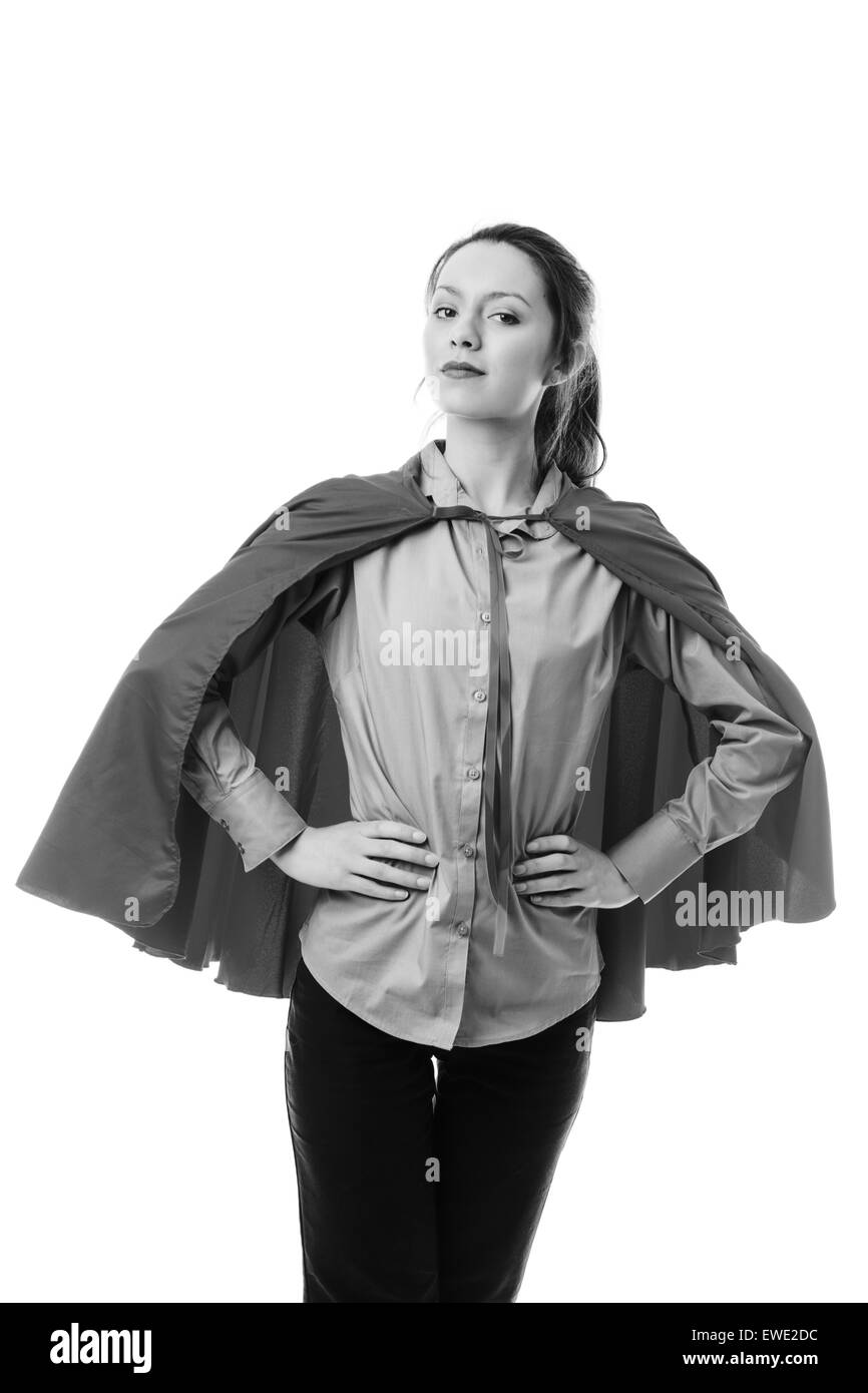 business woman wearing a super hero cape Stock Photo - Alamy