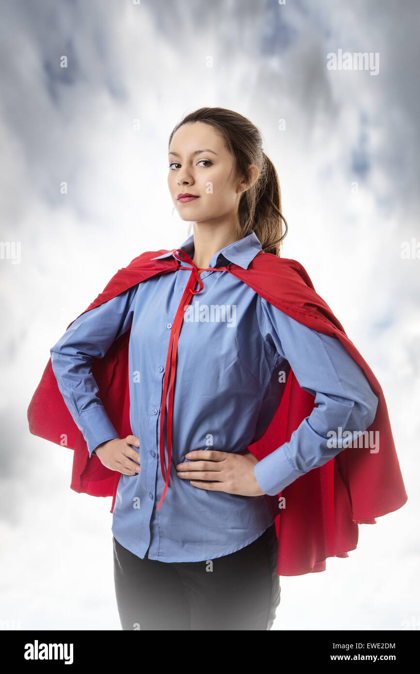 business woman wearing a super hero cape Stock Photo - Alamy