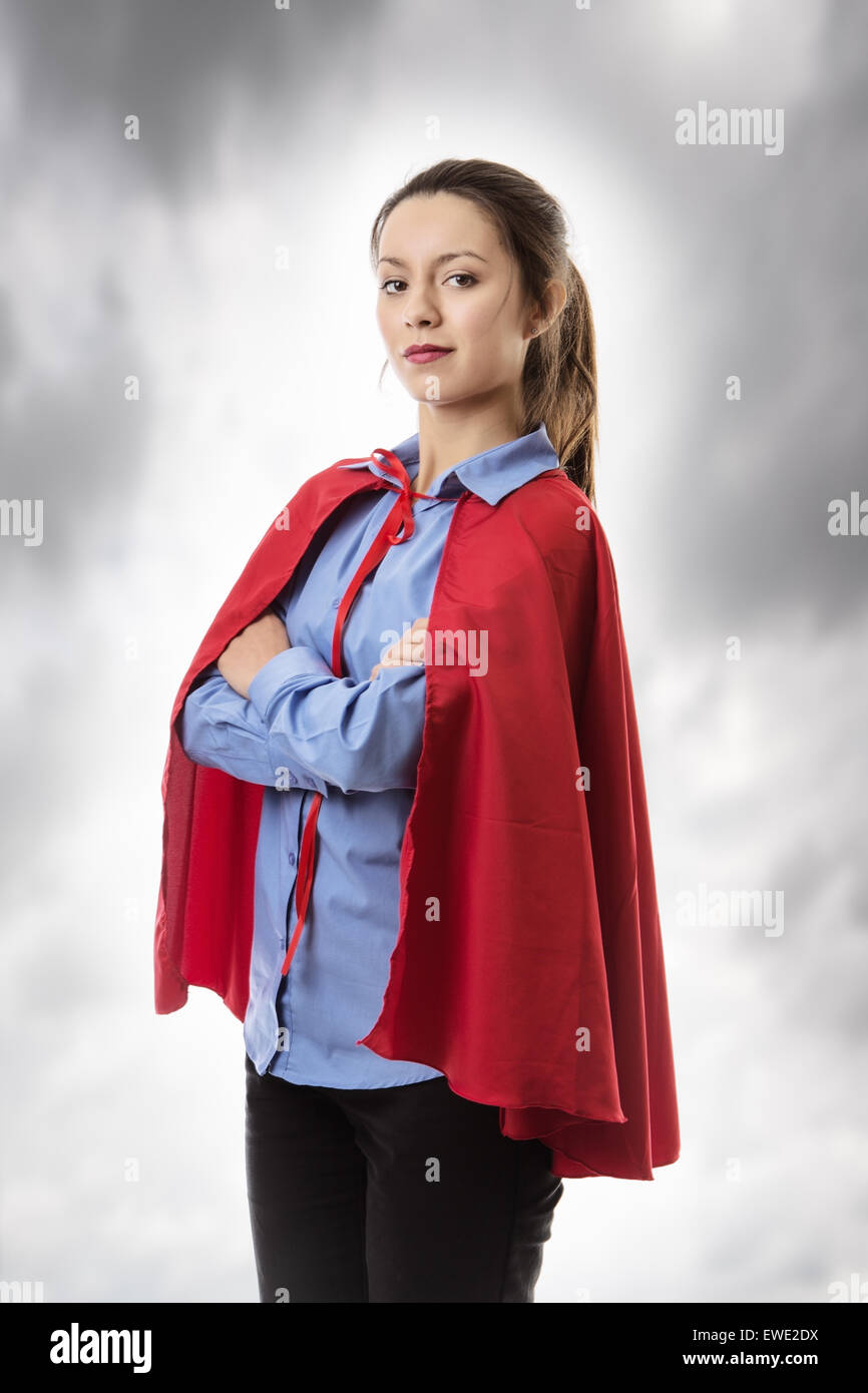 business woman wearing a super hero cape Stock Photo - Alamy