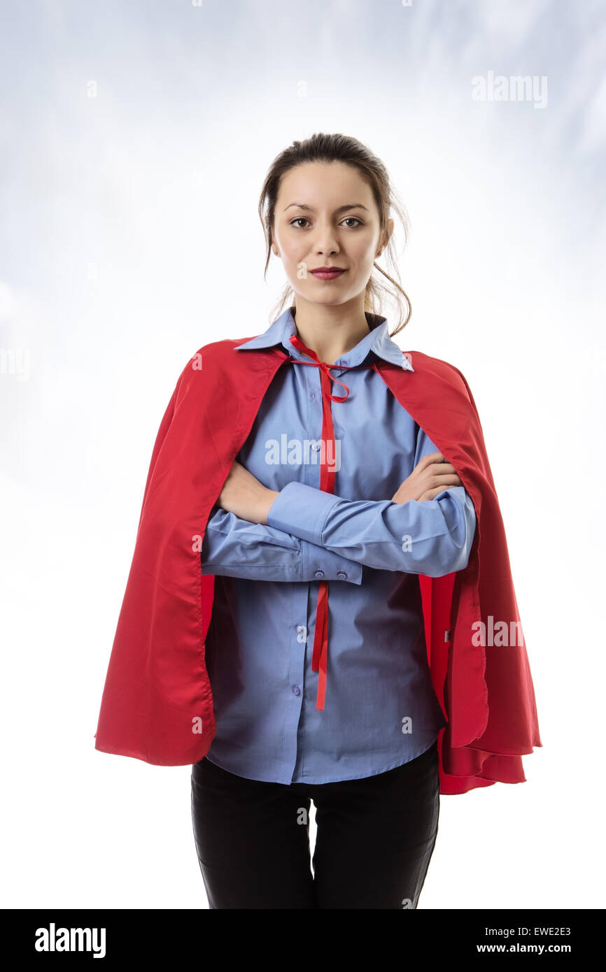 business woman wearing a super hero cape Stock Photo - Alamy