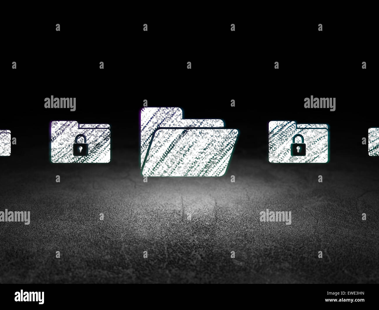 Safety concept: folder icon in grunge dark room Stock Photo - Alamy