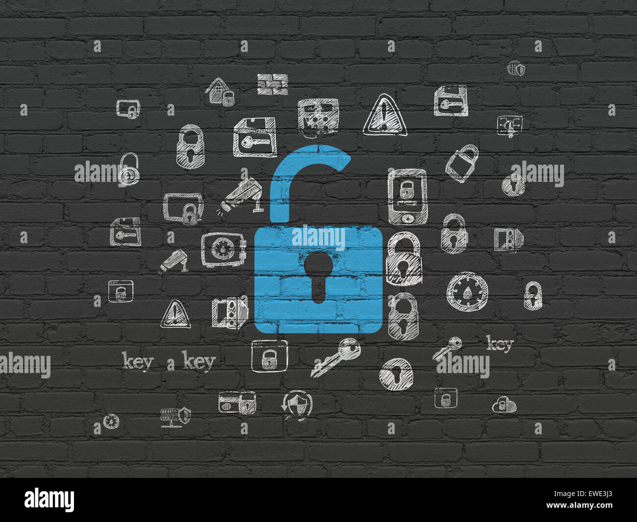 Privacy concept: Opened Padlock on wall background Stock Photo - Alamy