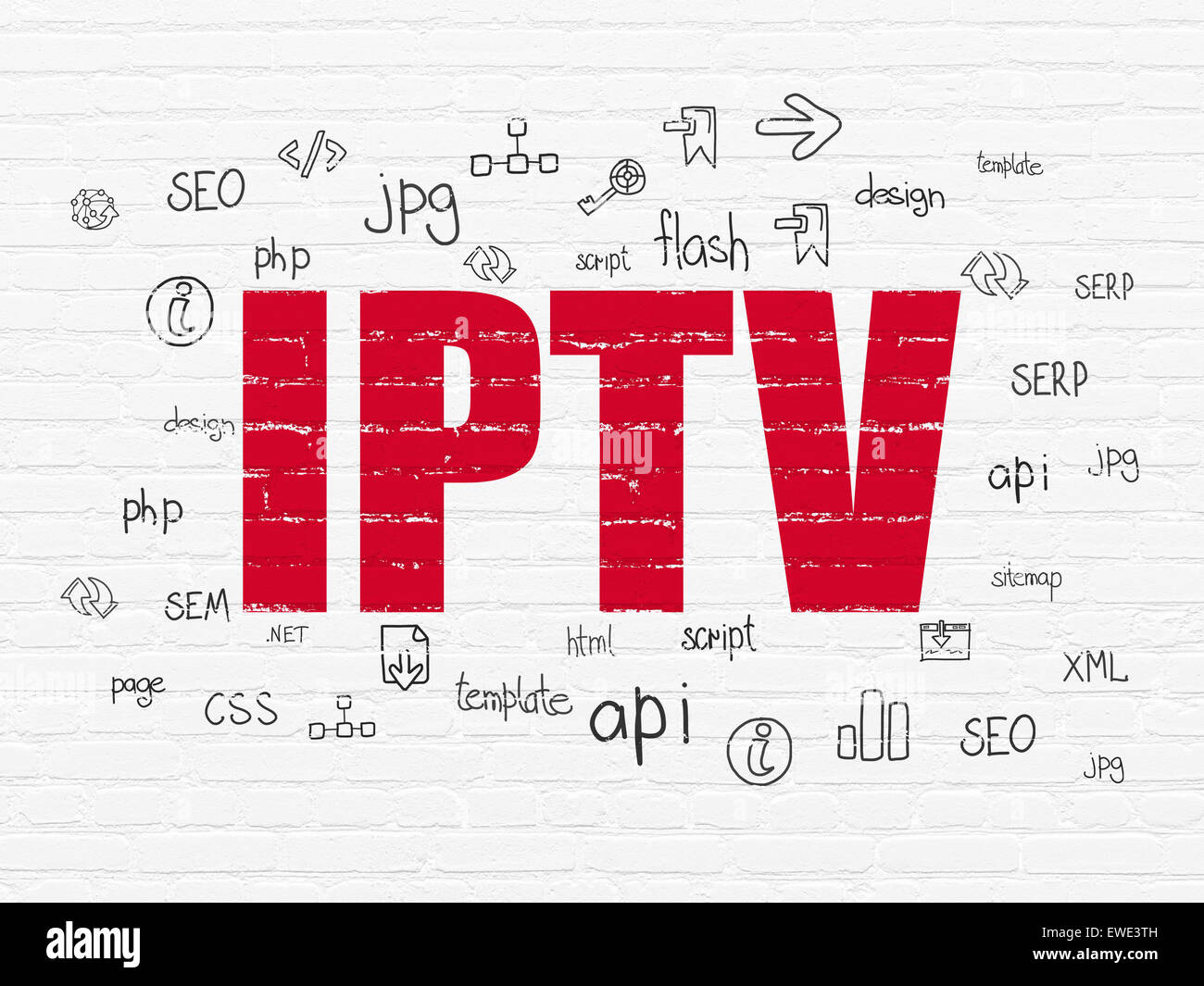 Web development concept: IPTV on wall background Stock Photo - Alamy