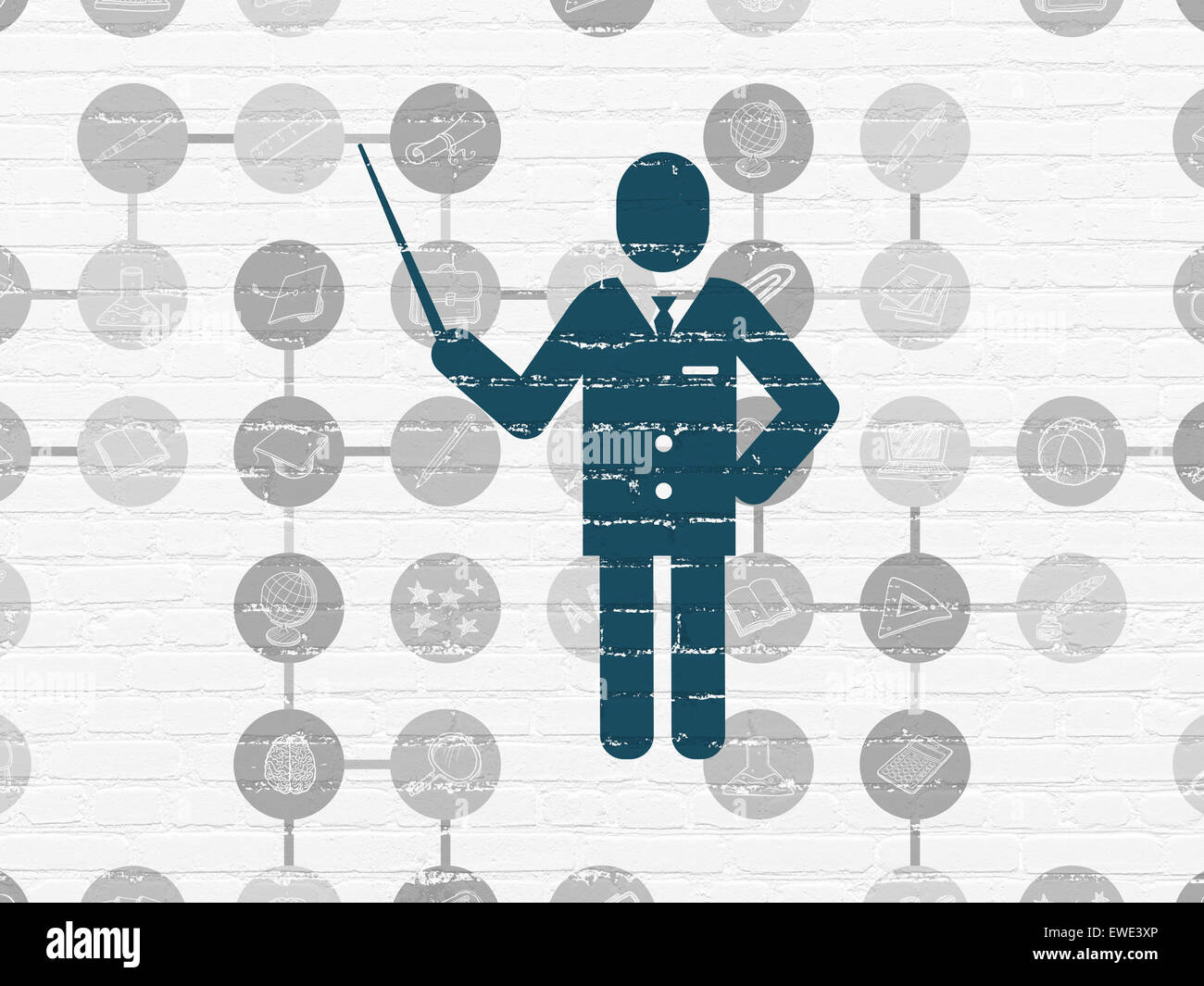Learning concept: Teacher on wall background Stock Photo - Alamy
