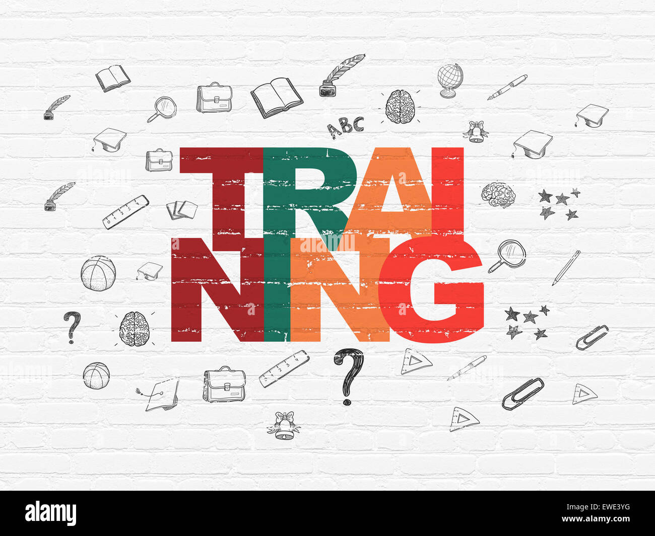 Education concept: Training on wall background Stock Photo - Alamy